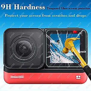 ULBTER Screen Protector for Insta360 ONE RS/ONE R, 2 Set Screen protector for LCD + 4K Wide Angle Lens, Tempered Glass Cover 0.3mm 9H Hardness Ultra-Clear