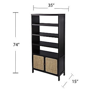 SEI Furniture Carondale Bookshelf, Standard, Black, Gold, Natural