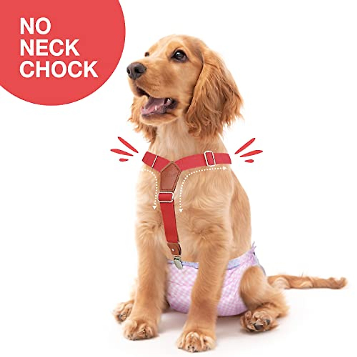 Pet Soft Dog Suspenders 2 Pieces Female Dog Diaper Suspenders for Dogs Diaper Keeper Suspender for Dog Skirt, Dog Dress (Brown & Red, M/L)