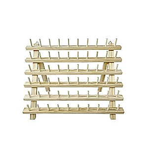 wennuo 60 Spools Wooden Thread Rack/Braiding Hair Rack/Thread Holder Organizer with Hanging Hooks for Embroidery, Hair Rack for braiding Hair and Sewing Threads (60 Spools)