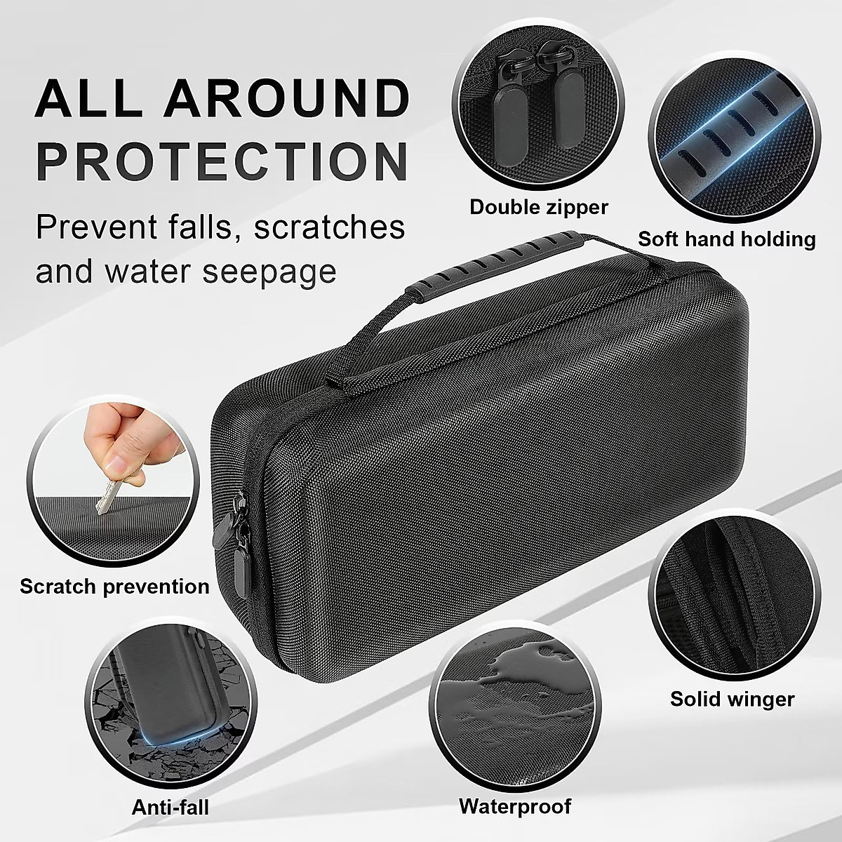 Gepicest Carrying Case for Steam Deck Rog Ally Switch Oled Hori Split Pad Pro Handheld Console Gaming Accessories Dock Station AC Charger Large Travel Portable Game Case Black