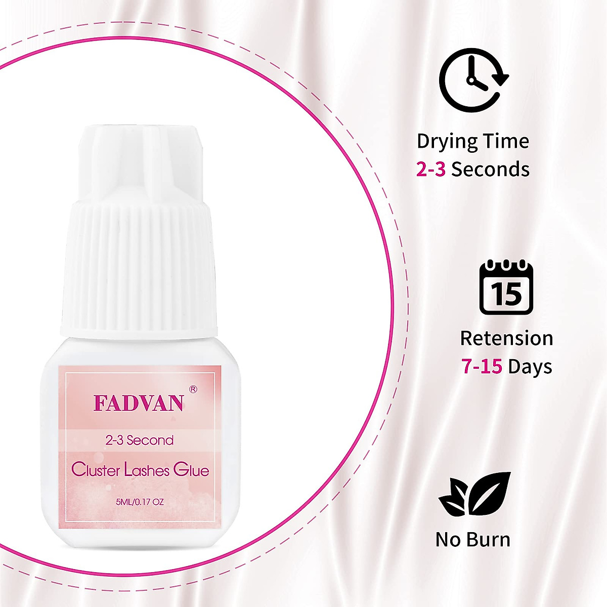 FADVAN Black Individual Cluster Lash Extension Glue, Sensitive Eyelash Adhesive, Long Lasting, No Fume No Irritation, Waterproof, Self Application, for Personal Use