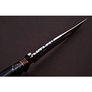 Handmade D2 Custom Steel Hunting Bowie Knife Fixed Blade with Leather Sheath 1089