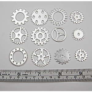 ALL in ONE MAHAVIMOKSA 200 Grams Steampunk Gear Wheel Charms Cog Connectors Pendants Jewelry Finding DIY Craft (Silver)