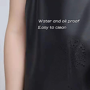 Lchkrep Waterproof Rubber Vinyl Apron Adjustable -43"x29" - Stay Dry - Ultra Lightweight Industrial Long Aprons for Dishwashing Work Butcher Cleaning Fish (BLACK-1 PACK)
