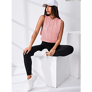 SweatyRocks Women's Sleeveless Workout Top Hooded Activewear Crop Tank Top Open Side Shirt for Athletic Exercise Running Light Pink S