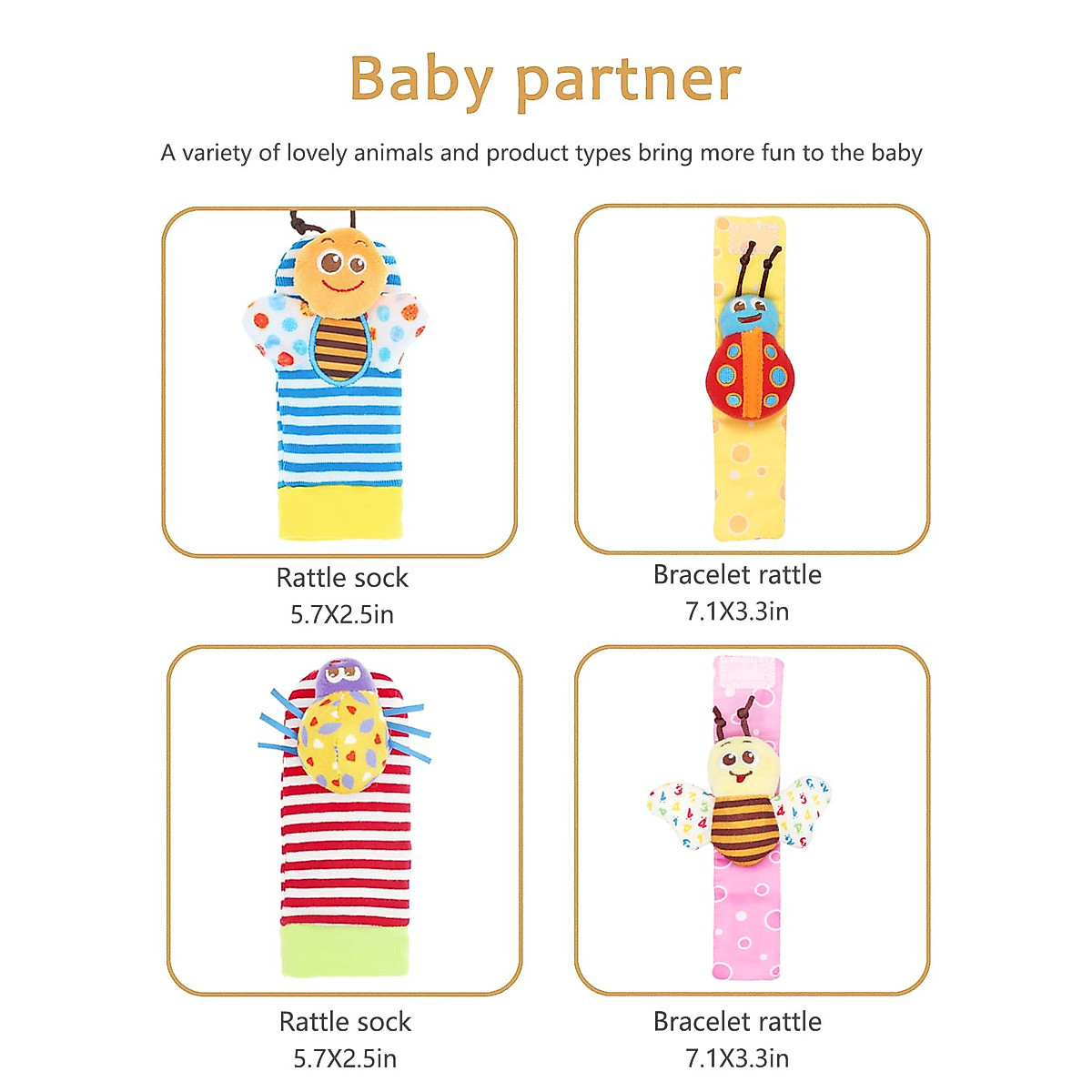 Wrist Rattle Foot Finder Sock for 0-36 Months Baby Boys and Girls, Newborn Baby Soft Hand & Feet Rattle 0-3 Years, Arm Leg Babies Development Toys for Infant Bebe (MBR-4 PCS)