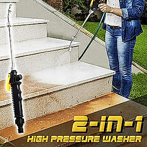 Radorock Portable High Pressure Power Washer Water Gun Watering Wand Sprayer 3/4" Hose Nozzle High Pressure Jet Washer for Outdoor Garden Car Window Washing,2 Nozzles Switch Modes (48cm)