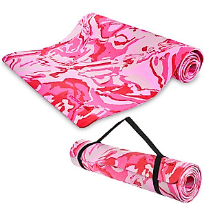 Victor Fitness Pink Camouflage Eco-Friendly Yoga Mat - Premium TPE Material, Non-Slip Texture, Lightweight & Durable - Ideal for Hot Yoga, Pilates, and Bikram - Includes Carrying Strap