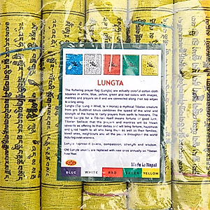 Tibetan Prayer Flags 12cm x 12cm - Outdoor Decoration Hand Printed Flags - Printed in Nepal Wind Horse Flag Affirmation - 5 Rolls