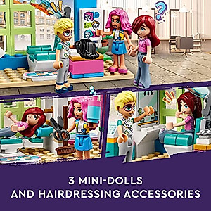 LEGO Friends Hair Salon 41743 Building Toy, Hairdressing Set with Paisley and Olly Mini-Dolls, Spa Toy with Accessories for Creative Pretend Play, Idea for 6 Year Old Kids