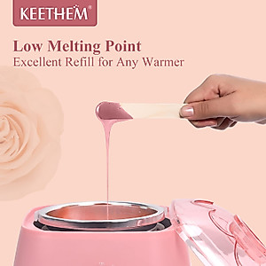 Keethem Hair Removal Wax, 1.1lb/17.6oz Waxing Beads for Sensitive Skin, Full Body Hard Wax Beans with 20 Wax Sticks for Women Men Bikini Brazilian, Armpit, Back and Chest Waxing