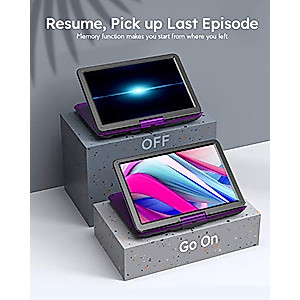 BOIFUN 17.5" Portable DVD Player with 15.6" Large HD Screen, 6 Hours Rechargeable Battery, Support USB/SD Card/Sync TV and Multiple Disc Formats, High Volume Speaker, Purple