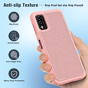 JXVM for T-Mobile REVVL V Phone Case 4G: Dual Layer Protective Heavy Duty Cell Phone Cover Shockproof Rugged with Non Slip Textured Back - Military Protection Bumper Tough - 6.52inch (Cute Pink)