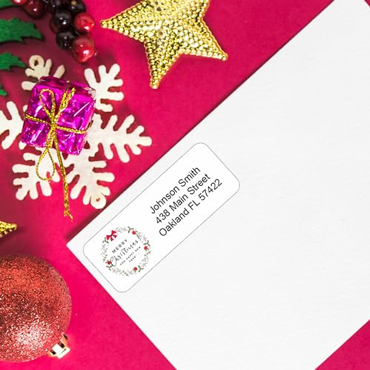 Christmas Address Labels - 150 Personalized Self-Adhesive Stickers, Simple Flat Sheet Custom Holiday Return Labels