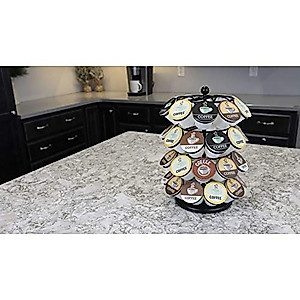 Nifty Coffee Pod Carousel – Compatible with K-Cups, 40 Pod Pack Storage, Spins 360-Degrees, Lazy Susan Platform, Modern Black Design, Home or Office Kitchen Counter Organizer