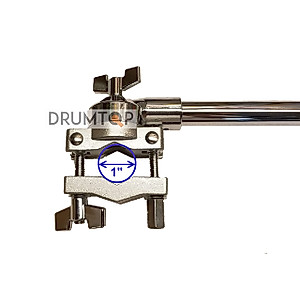 Dual Drum Clamp with 360° Rotation - V-to-V Ratcheting Clamp - Mounting Bracket with Quick-Release Double Clamp - Extended 8.5” Length - By DRUMTOP