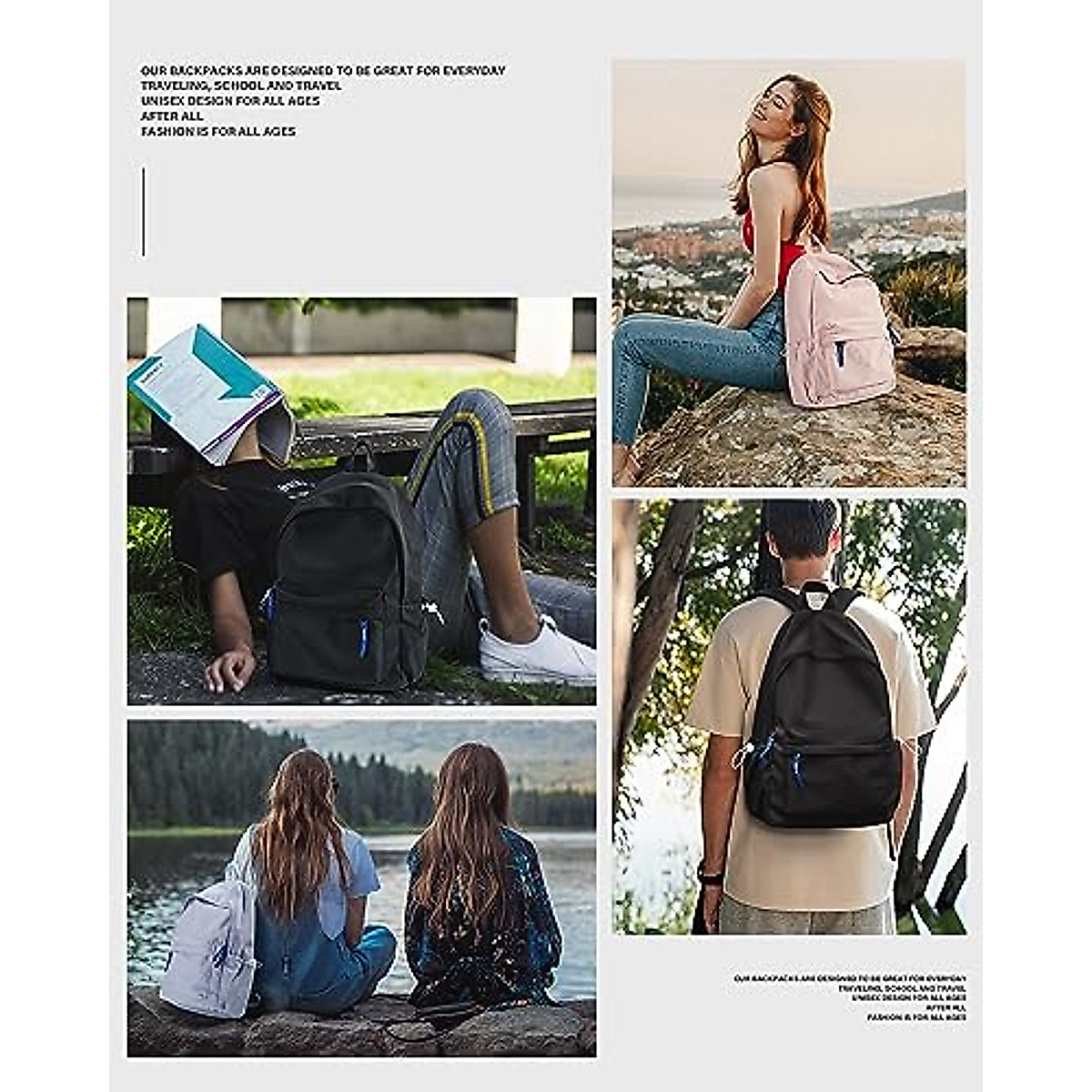 kibachev Pink Casual Daypack Backpack Simple Backpack College Backpack for Women Carry On Backpack
