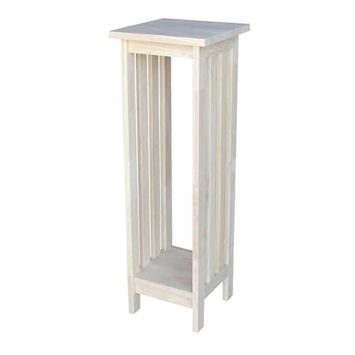 IC International Concepts, Mission Plant Stand, Solid Real Wood, Sturdy Parawood, Dimensions 12" W x 12" D x 36" H, Balcony/Kitchen/Dining/Bedroom/Living, Paint/Stain Ready, Unfinished