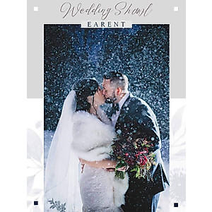 EARENT Women's Faux Fur Shawls and Wraps 1920s Bride Wedding Fur Scarf Bridal Fur Stoles for Brides and Bridesmaids (White+Black)