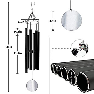 ASTARIN Wind Chimes Outdoor Large Deep Tone,36Inch Large Wind Chimes for Outside Tuned Relaxing Soothing Low Bass,Memorial Wind Chimes Sympathy for Mom Dad,Black(A Free Card)