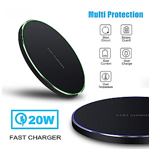 Wireless Charger 20W Max Fast Wireless Charging Pad Compatible with iPhone 11, 12, 13, 14 15 Pro/Pro Max,XS, XS Max, XR, 8 Plus, Air Pods Pro/3/2; for Samsung Galaxy/Note, Galaxy Buds (Black)