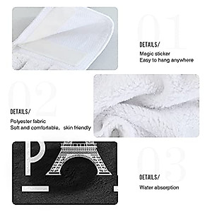 ALAZA Paris Eiffel Tower France Black 2 Pack Hand Towels Hanging Towel Absorbent Soft for Kitchen Bathroom 14 x 18.2 Inches