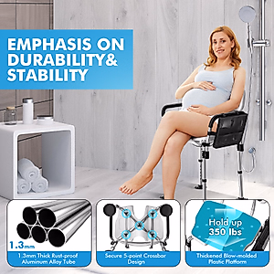 FORTEMOTUS Step Stool with Handle with Shower Chair for Inside Shower - U-Shape Seat Heavy Duty Shower Chair