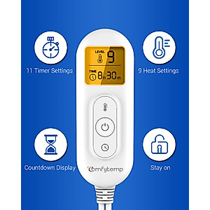 Comfytemp Heating Pad for Period Cramps, FSA HSA Eligible Electric Heating Pad for Back Pain Relief, 12"x24" XL Soft Heat Pad - Birthday Gifts for Women/Men/Mom/Wife, 9 Heat Levels, 11 Timers, Stay On