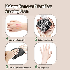 KODAMO Makeup Remover Cloth, 6 inch x 6 inch Reusable Makeup Remover Towels with Laundry Bag, Microfiber Makeup Removal Face Wash Cloths with Just Water, Eco-friendly, 12 Pack, Grey