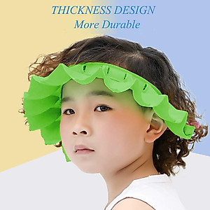 Soft Baby Shower Cap - Adjustable Silicone Shower Hat Head Ear Protector Water Hats for Kids - Toddler Safety Shampoo Shower Cap Hair Washing Visor Bath Accessories (Green)