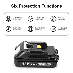 2Pack 3.0Ah Battery Replacement for Makita 18V Battery, Compatible with Makita 18V LXT Tools and Chargers