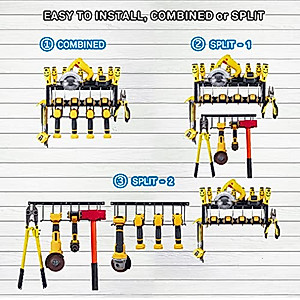 PLOSIF Power Tool Organizer, Ultra Heavy Duty Wall Mount Drill Holder 4 Layers Floating Shelves, Garage Shelving on Pegboard, Garage Organization and Storage Rack for Dad