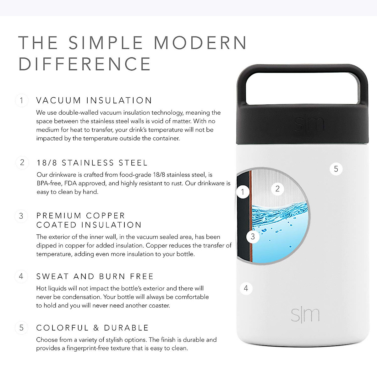 Simple Modern Food Jar Thermos for Hot Food | Reusable Stainless Steel Vacuum Insulated Leak Proof Lunch Storage for Smoothie Bowl, Soup, Oatmeal | Provision Collection | 16oz | Winter White