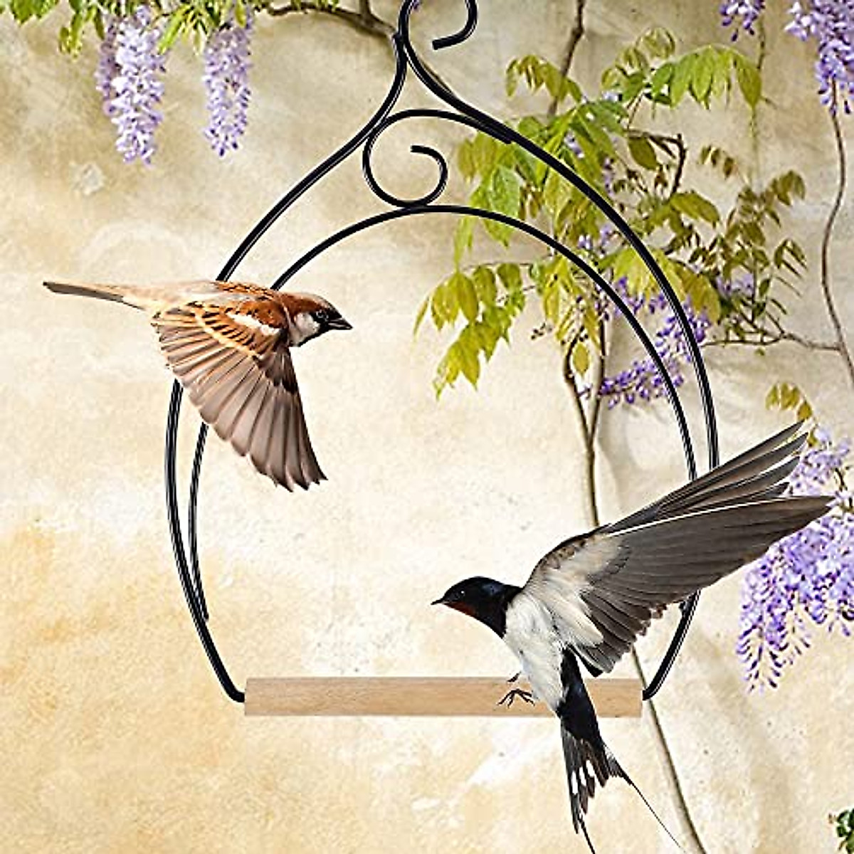 winemana Set of 3 Hummingbird Swings, Rust Resistant Metal Frame, Wooden Dowel, Attach to Bird Feeders, Perfect for Hanging Indoor Office Outdoor Trunk Lawn Patio Garden (7.4" x 5.5")
