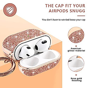 Valkit for Apple Airpods 3 Case Cover 2021 Bling Sparkle, Luxury Glossy Hard Shell Scratch Resistant Drop Proof Protective with Keychain for Glitter AirPods 3 Generation Charging Case - Golden