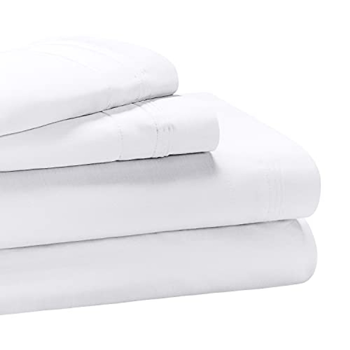 BLUENILEMILLS 1000 Thread Count Egyptian Cotton Sheets, Mattress Sheet Sets, Luxury Bedding, 1 Extra Deep Pocket Fitted Sheet, 1 Flat Sheet, 2 Pillowcases, Solid Pattern Bedsheets, Queen, White