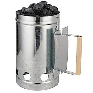 11" H X 7" D Grill Barbecue BBQ Galvanized Steel Metal Charcoal Chimney Starter for Grilling Outdoor Cooking/Camping Accessories