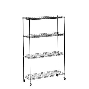 EZPEAKS 4-Shelf Shelving Units and Storage on 3'' Wheels with 4-Shelf Liners, 36W X 14D X 57.7H Adjustable Heavy Duty Steel Wire Shelving Unit for Garage, Kitchen, Office, Pole Diameter 1 Inch