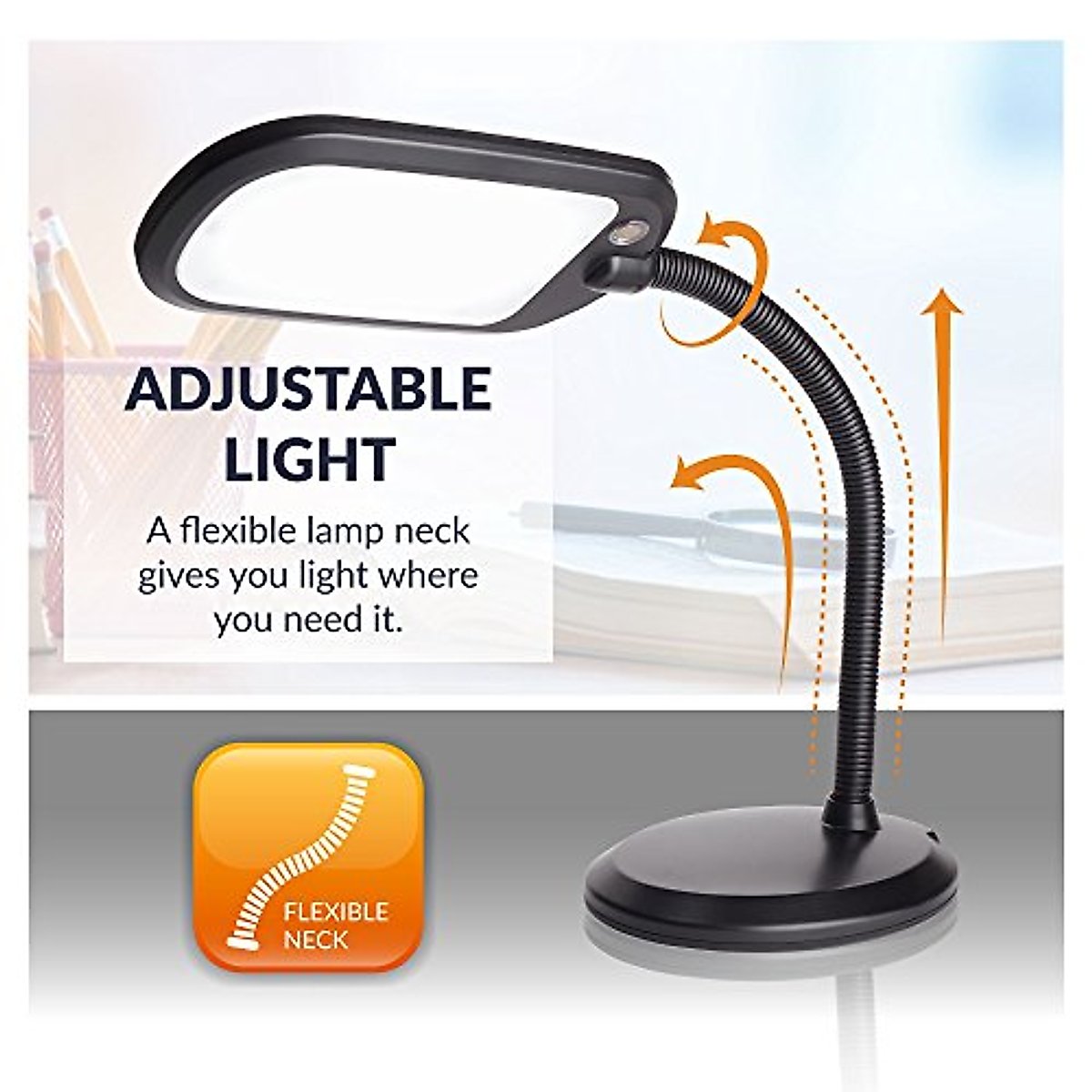 Newhouse Lighting NHDK WH Eos Reading & Craft Table LED Desk Lamp, Dimmable &Light Color Adjustable, Gooseneck Task Light, Black (NHDK-EO-BK)