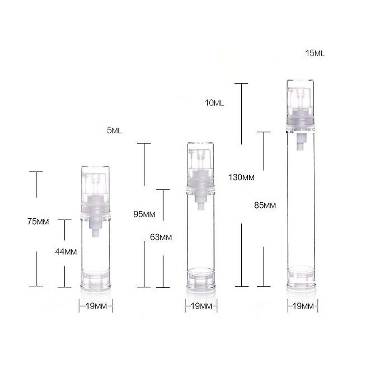 15 Pcs Clear Airless Lotion Pump Bottles Empty Cream Vacuum Bottles Cosmetic Containers Travel Press Pump Bottles For Foundations,serums,and more (5ml)