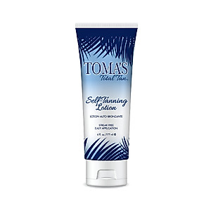 Toma's Total Tan Self-Tanning Lotion Instant Self Tanner - Whole Body Natural Looking Golden Bronze - Non-Sticky Streak-Free Application for Women & Men - Paraben-Free, Cruelty-Free - 6 oz