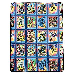Marvel X-Men Characters Comic Cards Fleece Soft Throw Blanket| Measures 60 x 45 Inches