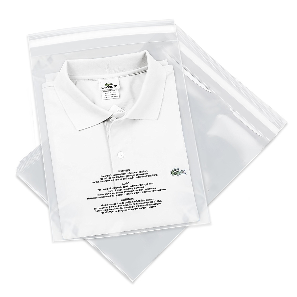 Spartan Industrial - 12" X 15" (500 Count) Self Seal Clear Poly Bags with Suffocation Warning for Packaging, Clothes & FBA - Permanent Adhesive