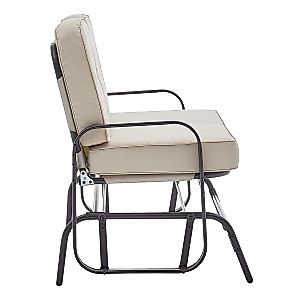 Barton 2-Person Rocking Love Seats Glider Swing Bench/Rocker for Patio, Yard with Soft Cushion, Beige