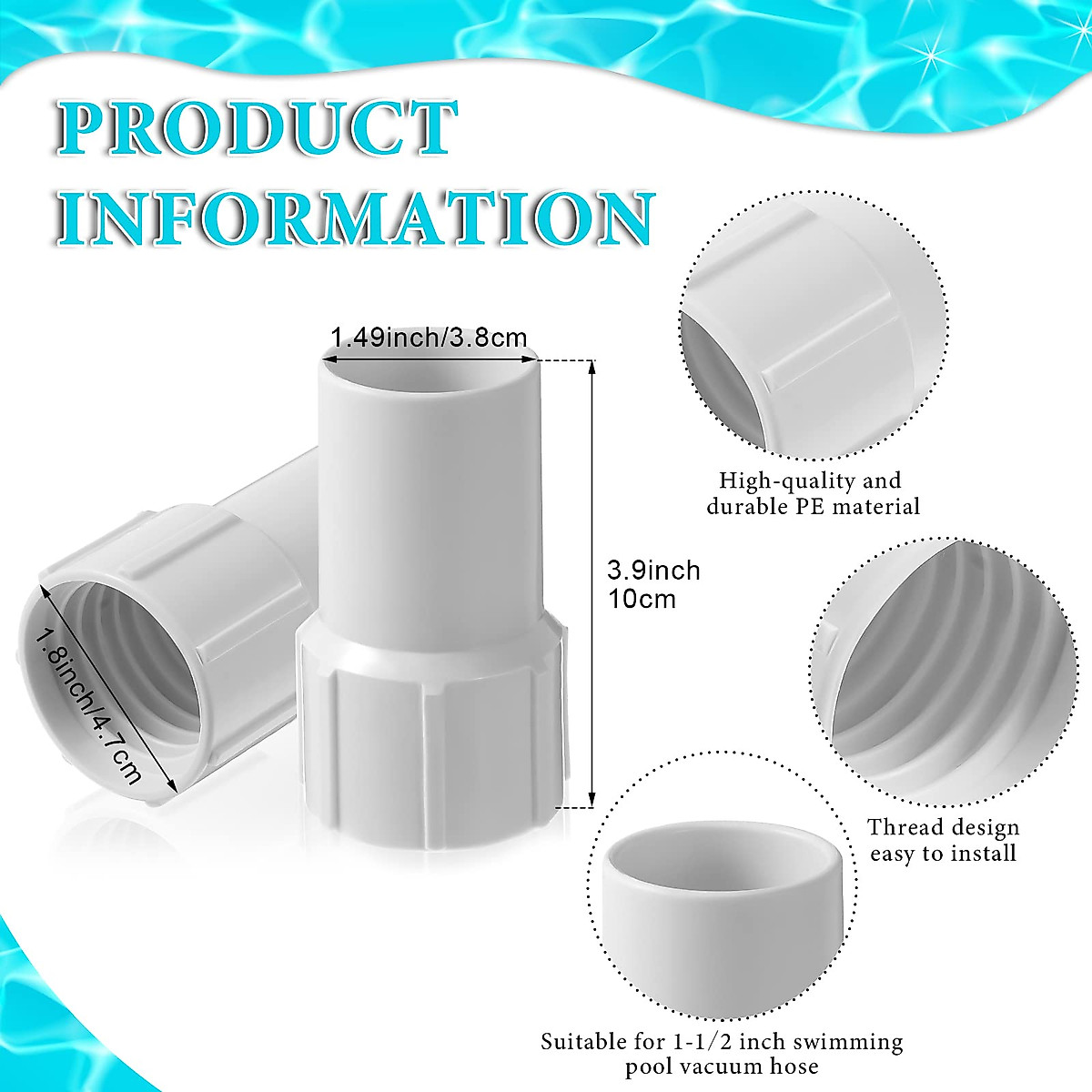 Pool Skimmer Vac Plate and 1-1/2 Inch Pool Spiral Wound Vacuum Hose Cuff Compatible with Skimmer SP1106, Hayward Swimming Pool Skimmer Basket SP1082 1084 1085 1075 Pool Cleaning Accessories(4 Pack)