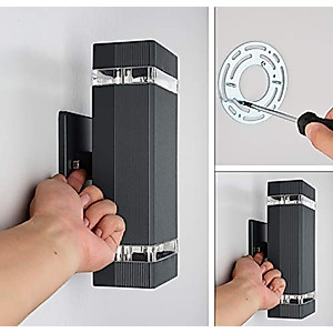 LMP 2 Pack LED Square Up and Down Lights Outdoor Wall Light，Body in Aluminum Waterproof Outdoor Wall Lamps，3000k 5W with Certificate ETL