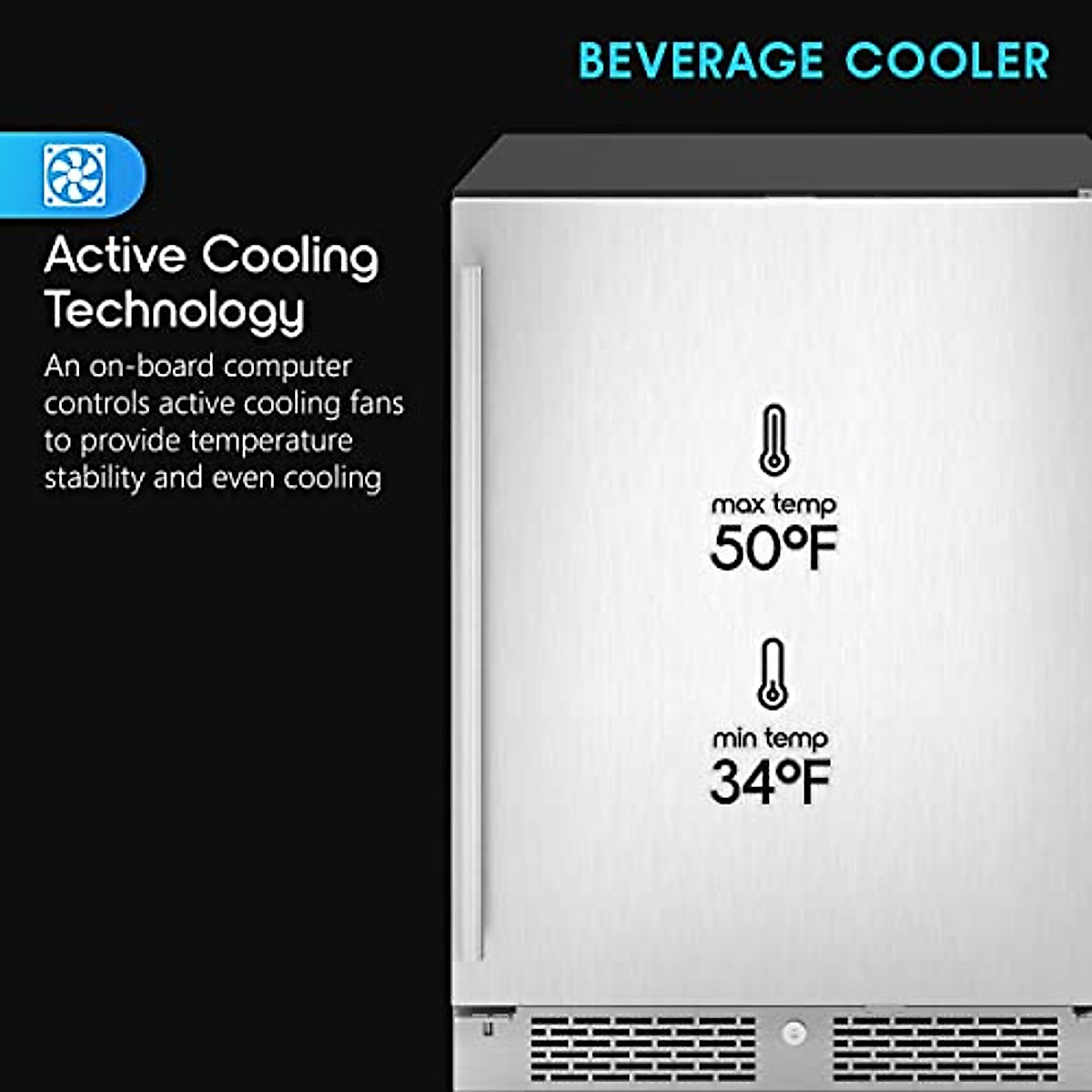 Zephyr Presrv 24" Wine Fridge & Beverage Refrigerator ADA Single Zone Under Counter - Mini Wine Cooler Cellars Small Beer Cabinet Drink Chiller Freestanding Stainless Steel Door - 7 bottles 112 cans