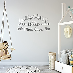 Little Man Cave Wall Decal, The Tribal Mountain Woodland Nursery Decor Bear Decal, Arrow Man Cave Stickers for Kids Room Nursery Room Bedroom Wall Art Murals Removable Boys Wall Poster