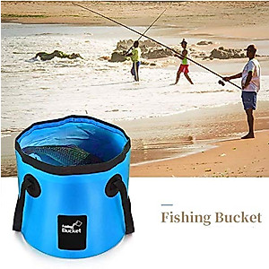 BANCHELLE Collapsible Bucket Camping Water Storage Container 20 L (5 Gallon) Portable Folding Foot Bath Tub Wash Basin for Traveling Hiking Fishing Boating Gardening (Blue)